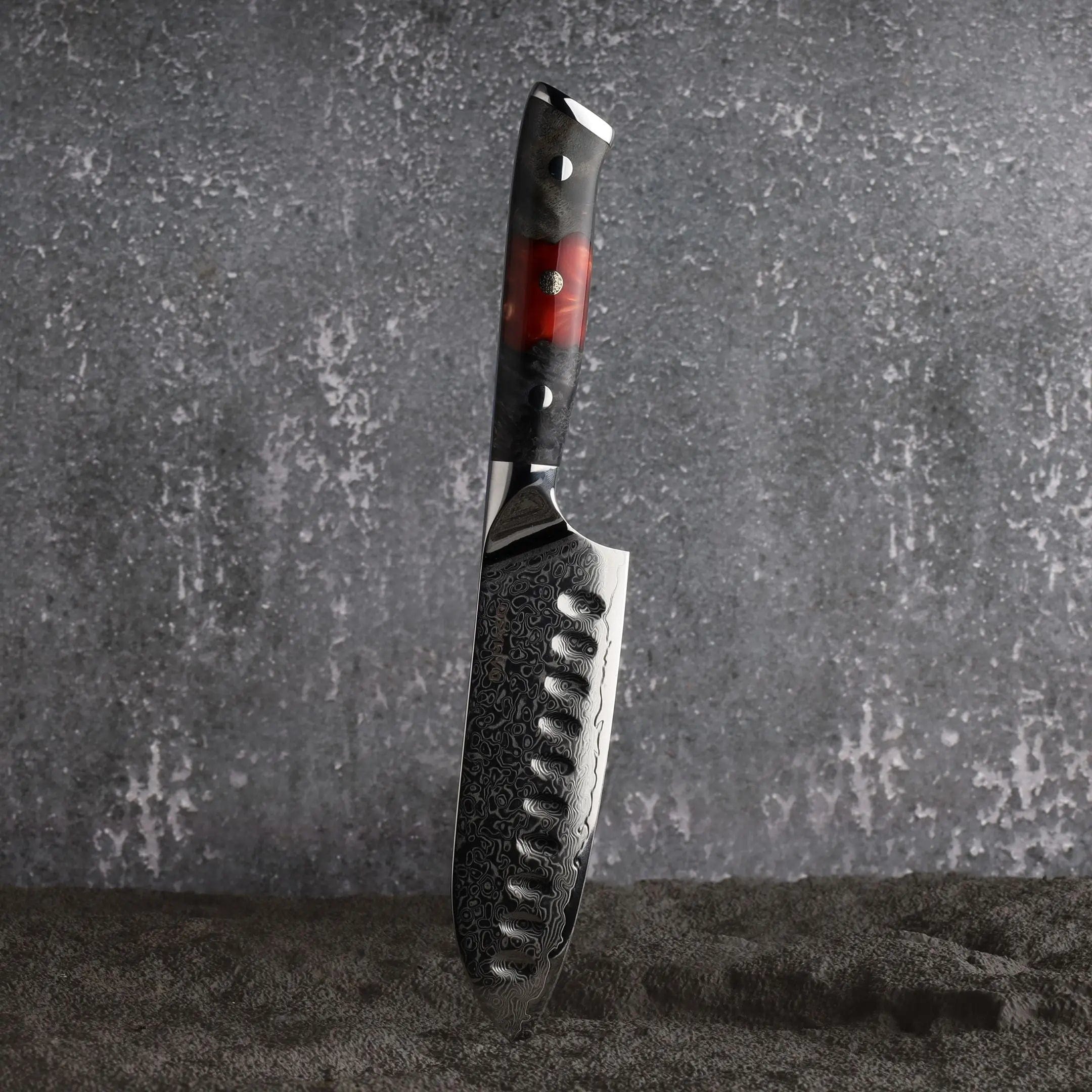 Red Ash Santoku Messer – Premium Damastmesser & Kochmesser – Damaso